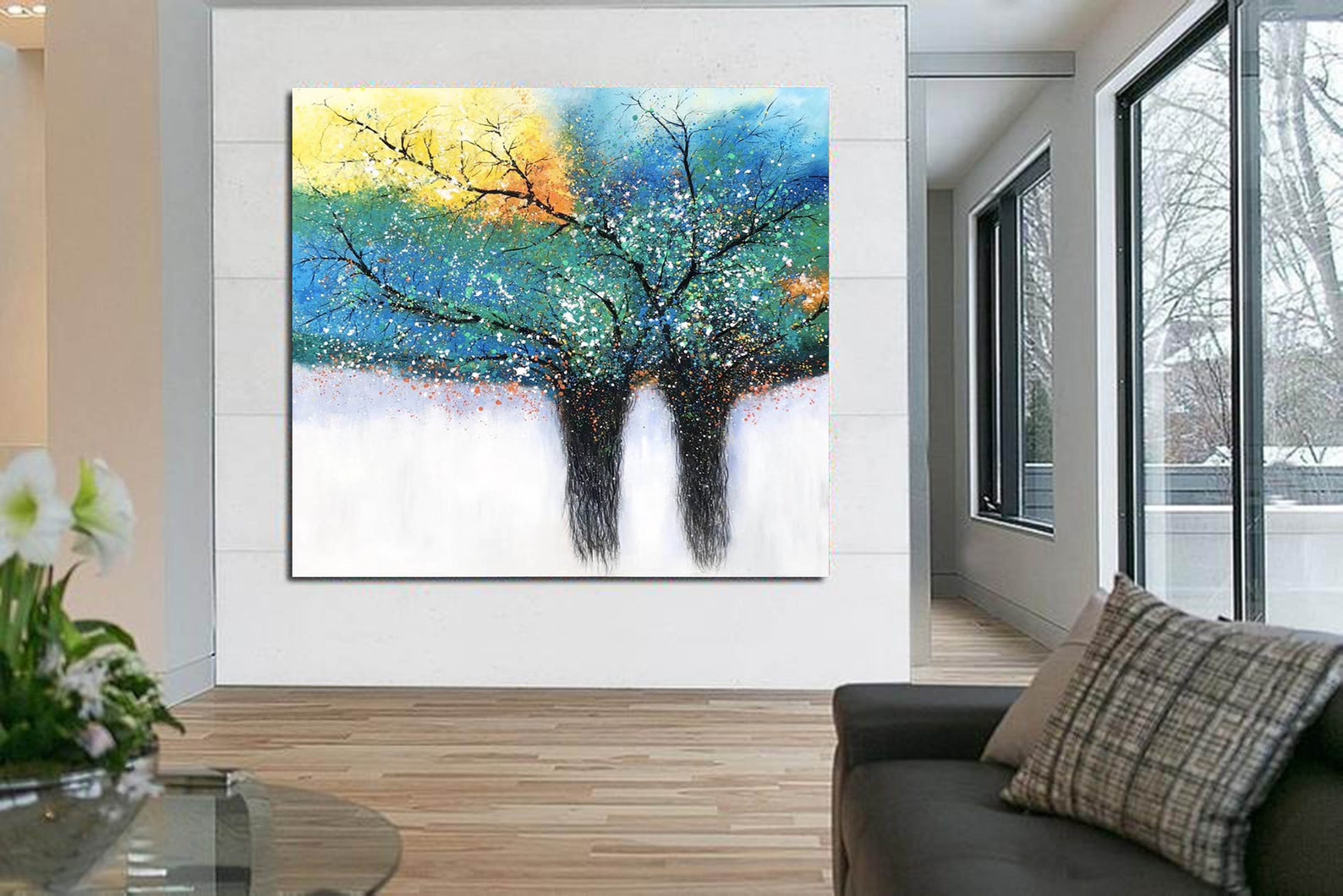 Tree Paintings on Canvas Originallarge Wall Artextra Large - Etsy