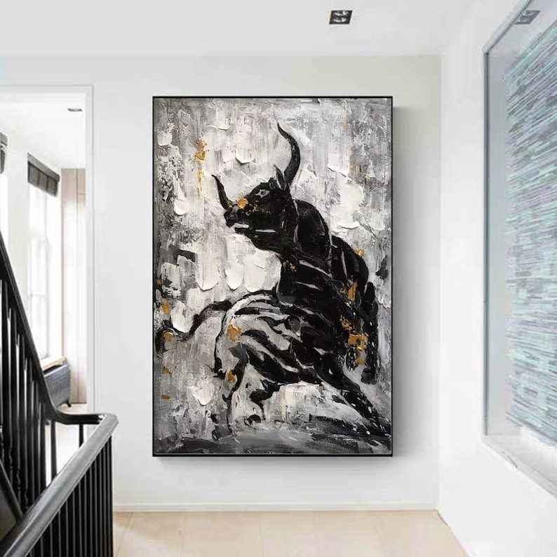 Original Abstract Painting Textured Bull Painting on Canvas - Etsy