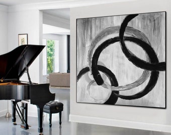 Large Grey Painting Original Abstract Artwork Oversized Wall | Etsy