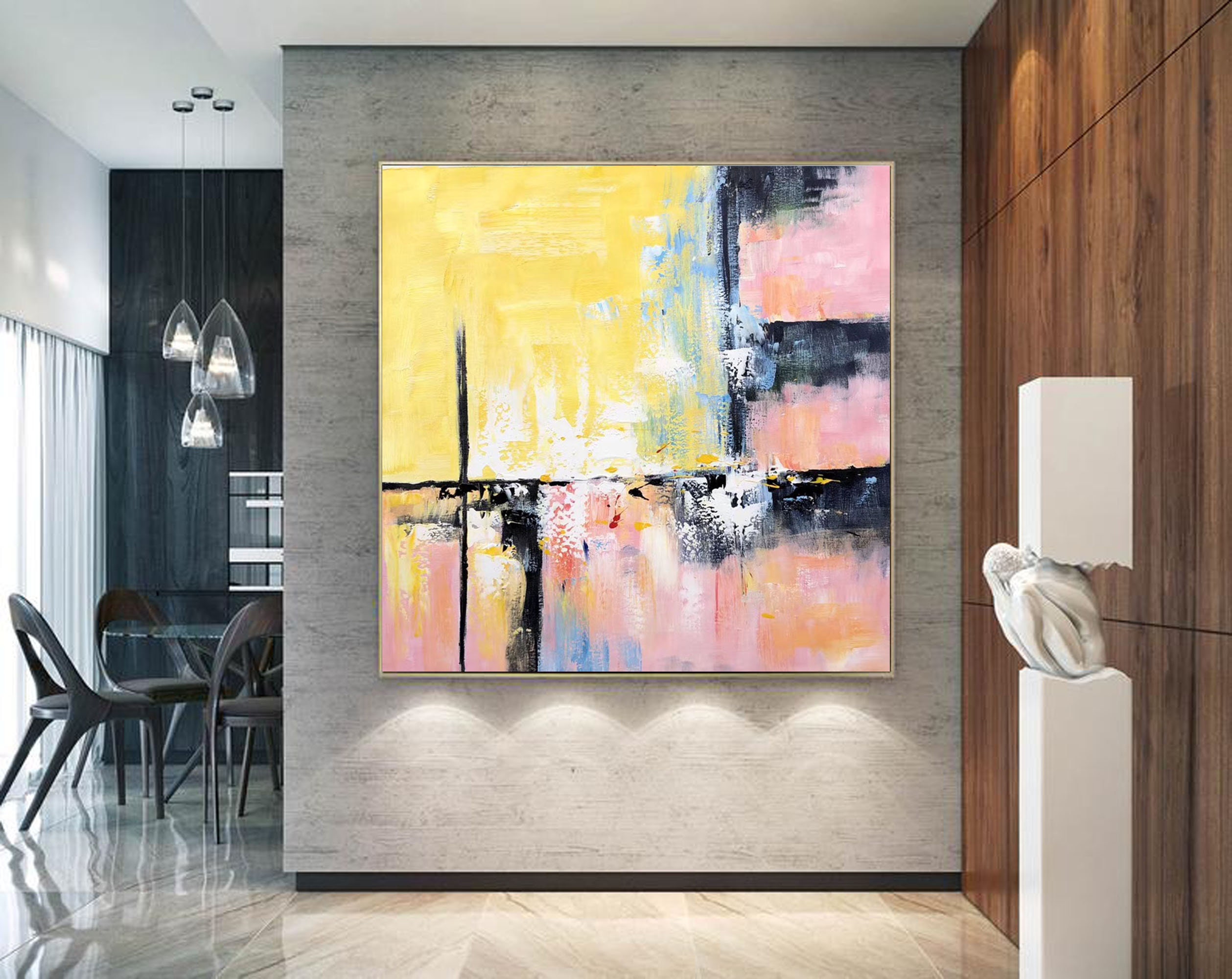 Modern Paintings on Canvas Originaloriginal Yellow Abstract | Etsy