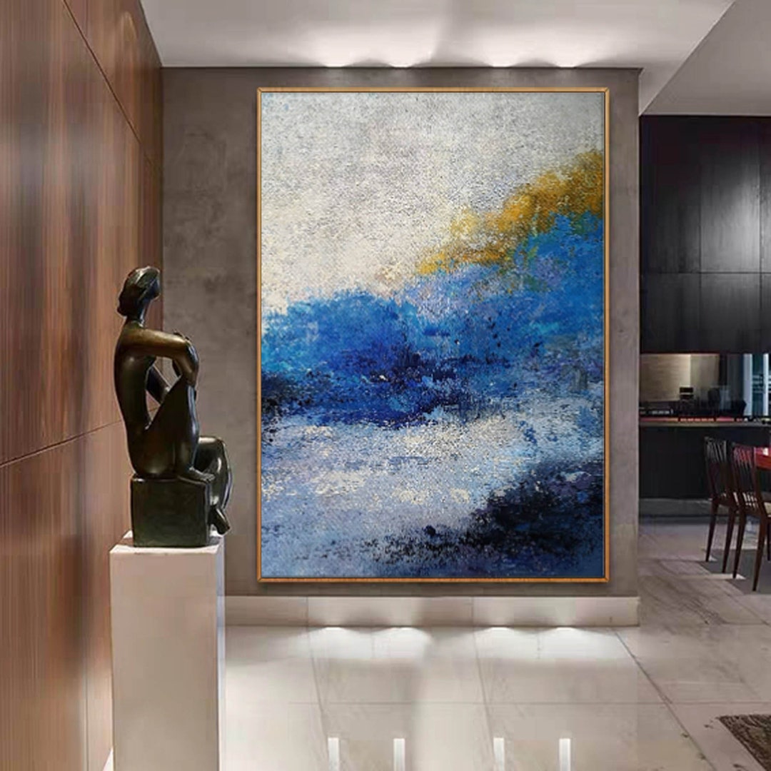 Original Abstract Painting on Canvas Blue Painting Modern Abstract Art ...