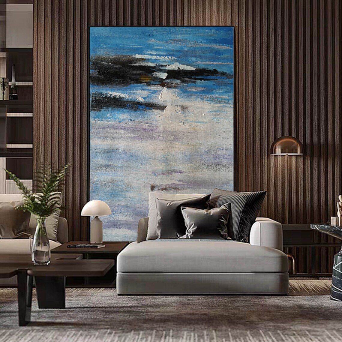 Blue Canvas Painting, Modern Abstract Wall Art,original Oil Painting ...