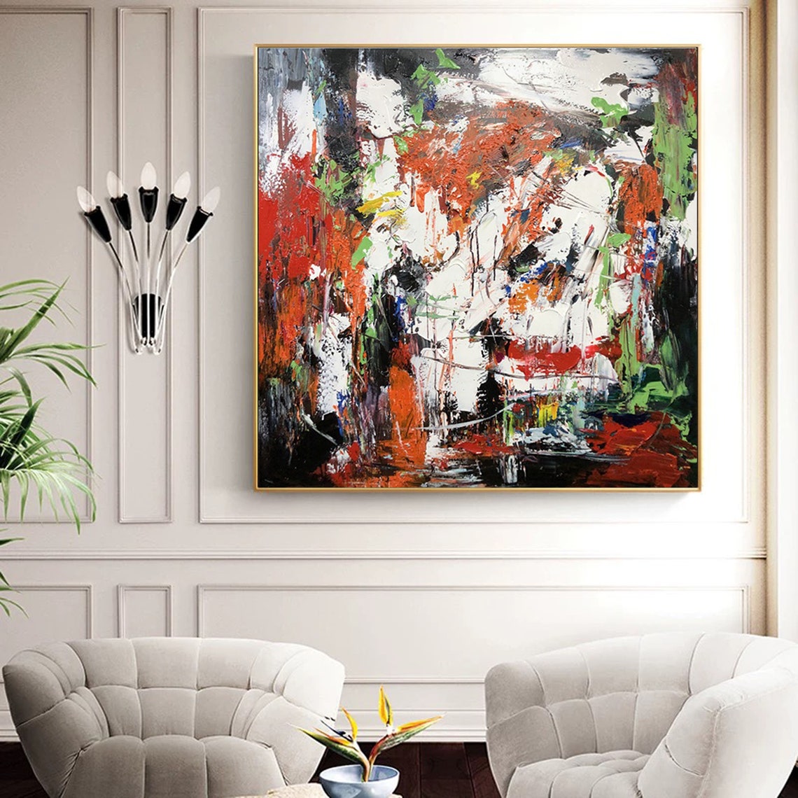 Extra Large Canvas Wall Artred Abstract Painting Original - Etsy