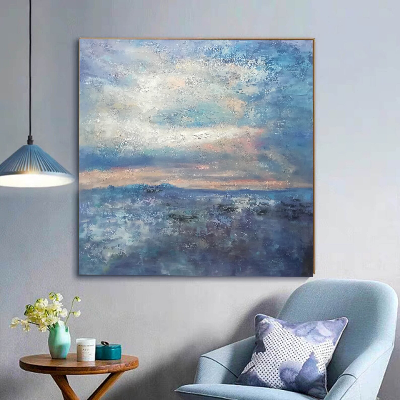 Large Sky Abstract Painting,original Paintings on Canvas,blue Painting ...