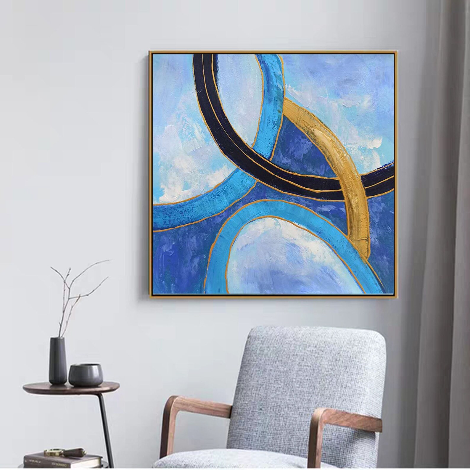 Blue abstract painting on canvastexture canvas arthuge wall | Etsy