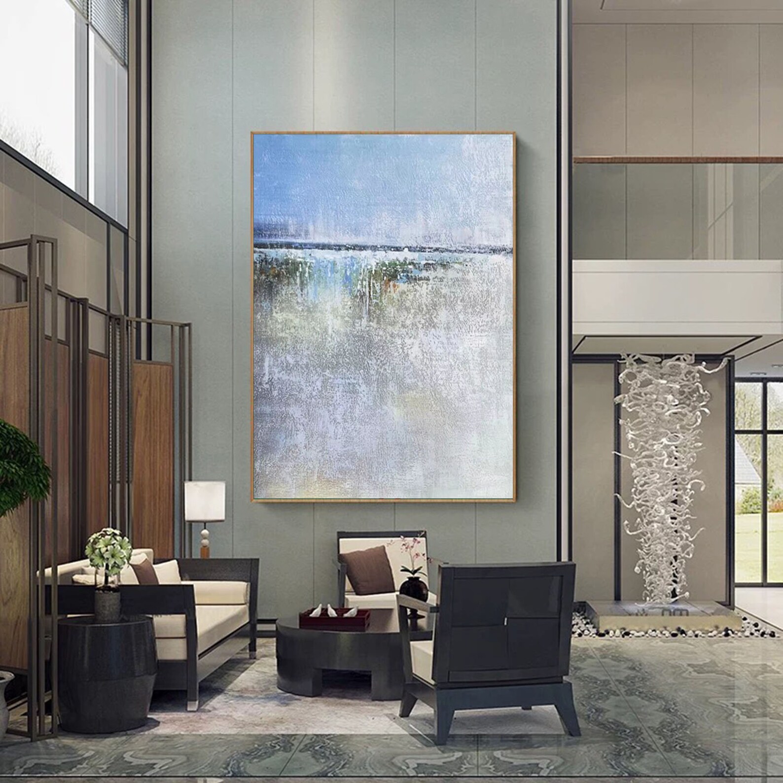 Blue Abstract Painting,extra Large Painting on Canvas,large Blue Canvas ...