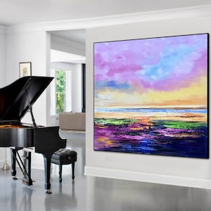 Sunset Painting Abstract Painting on Canvas,contemporary Wall Art,big ...