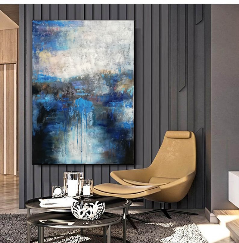 Blue Abstract Painting Original Large Modern Abstract | Etsy