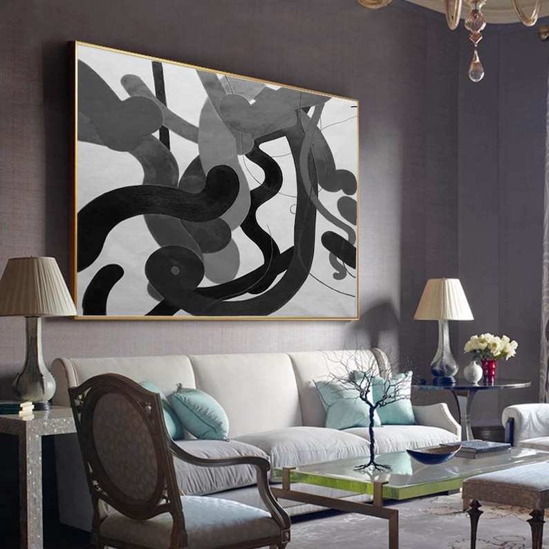 Black and White Wall Artextra Large Wall Art Abstract | Etsy