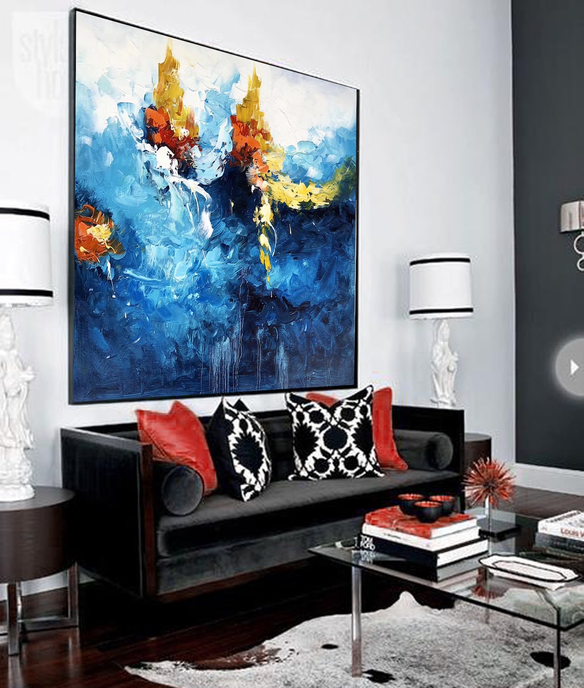 Abstract Canvas Wall Artmodern Abstract Painting on - Etsy