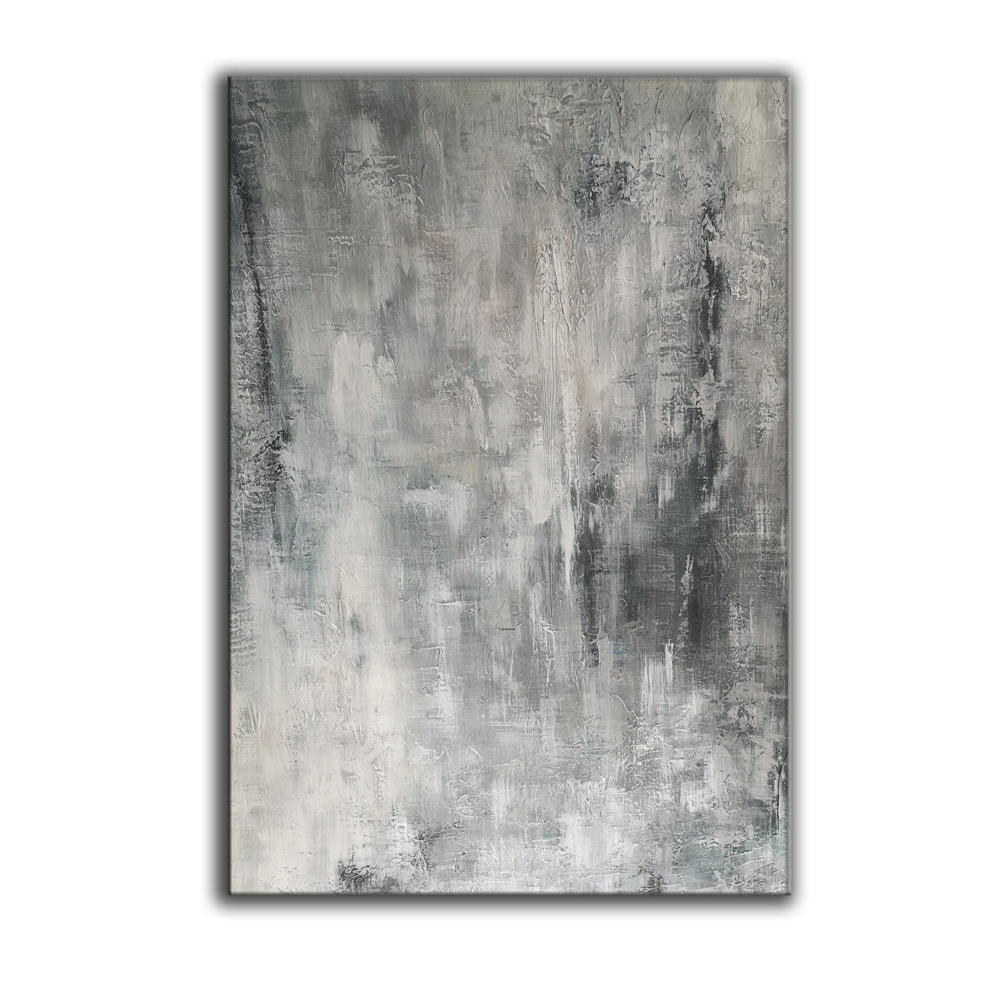 Large Canvas Wall Art Gray Painting Abstract Original Canvas - Etsy
