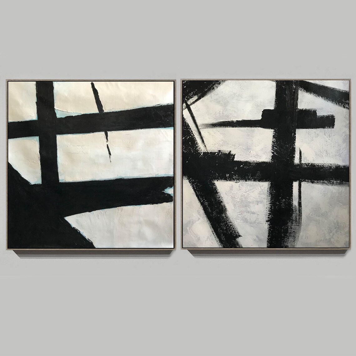 Set of 2 Canvas Artlarge Painting on Canvasoversized Black - Etsy