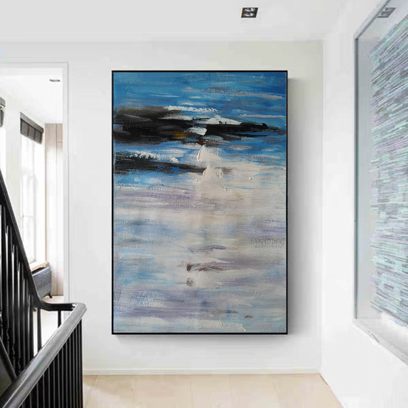 Blue Canvas Painting, Modern Abstract Wall Art,original Oil Painting ...