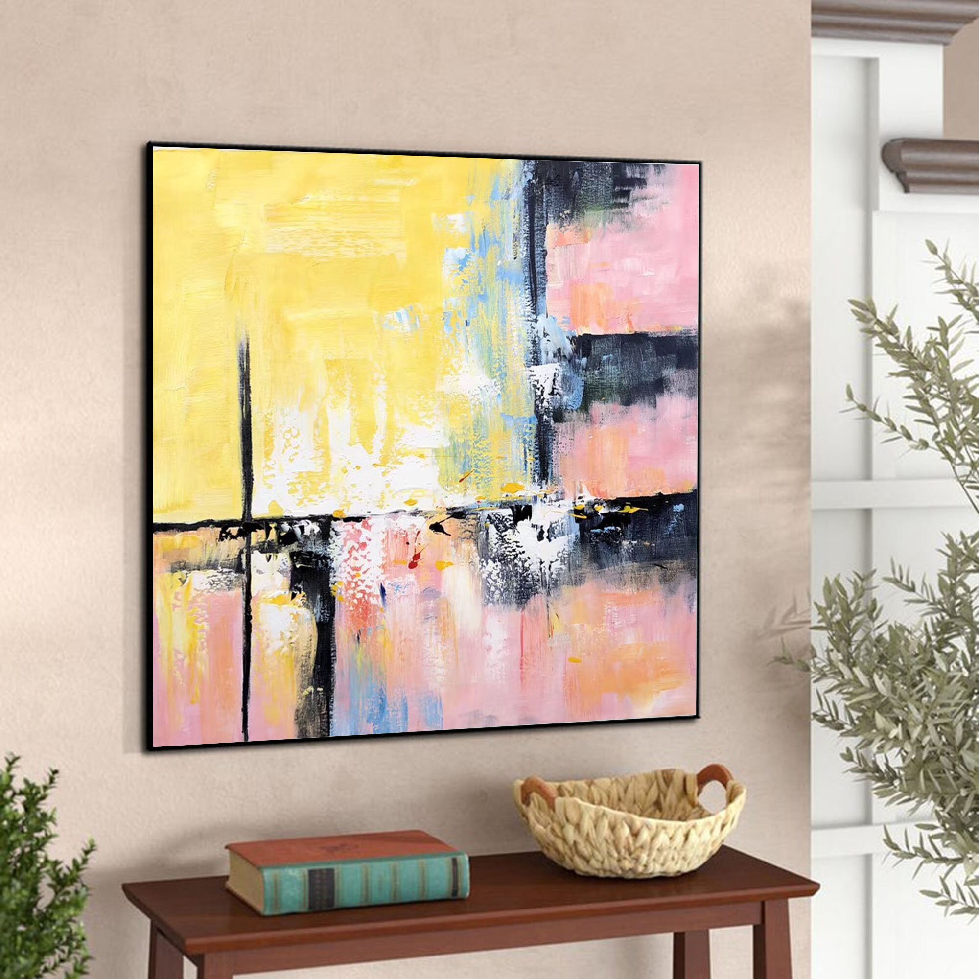 Modern Paintings on Canvas Originaloriginal Yellow Abstract | Etsy