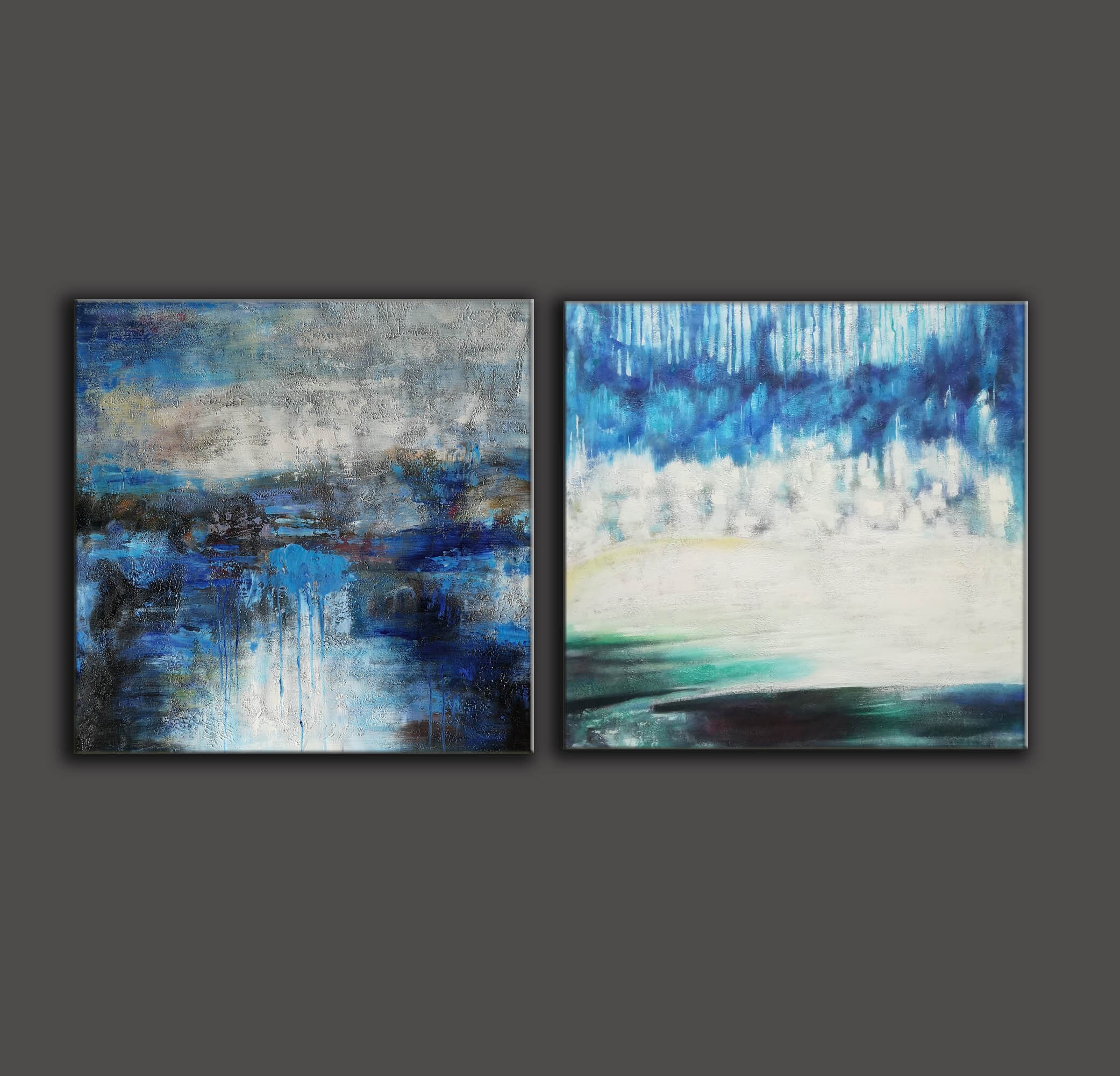 Blue Wall Art Wall Decor Large Paintings on Canvas | Etsy