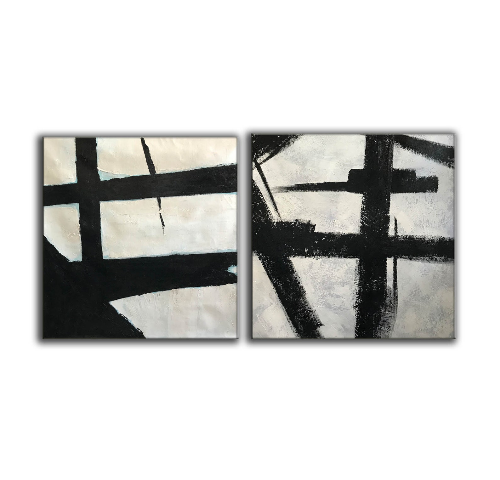 Set of 2 Canvas Artlarge Painting on Canvasoversized Black - Etsy
