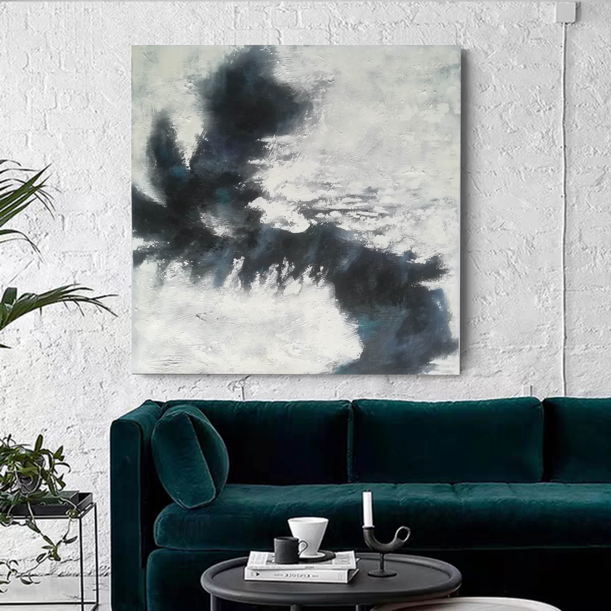 Square oversized abstract canvas artliving room wall | Etsy