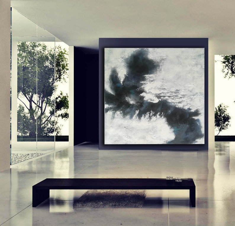 Square oversized abstract canvas artliving room wall | Etsy