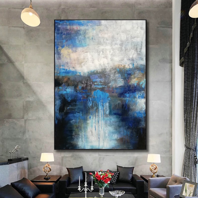 Blue Abstract Painting Original Large Modern Abstract | Etsy