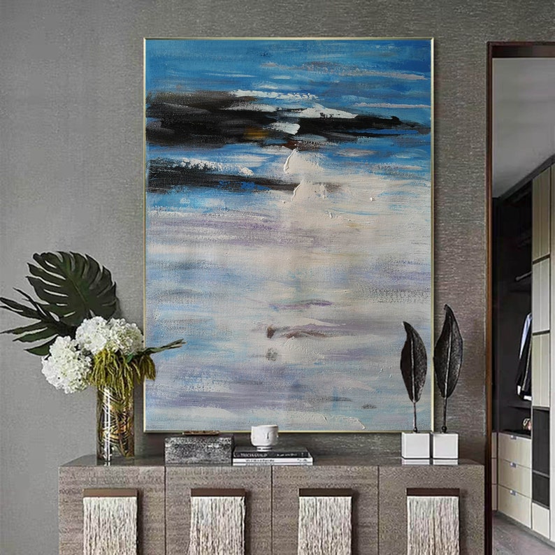 Blue Canvas Painting, Modern Abstract Wall Art,original Oil Painting ...