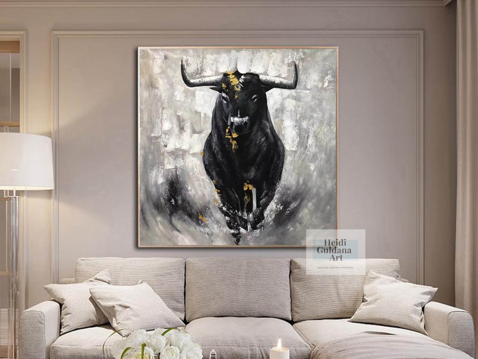 Bull Painting on Canvas Original OX Artwork Extra Large - Etsy