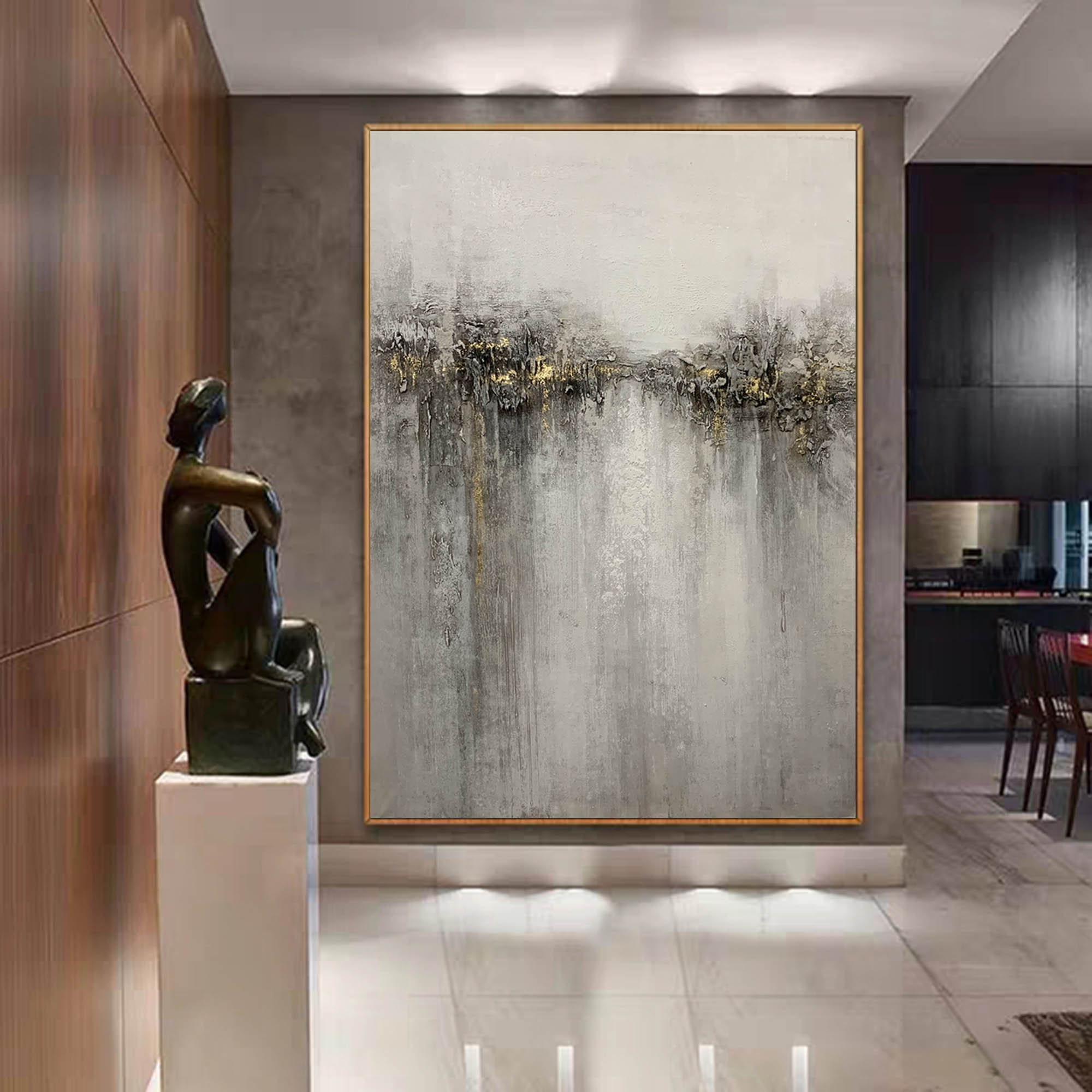 Abstract Painting Original Large Grey Painting on Canvas | Etsy