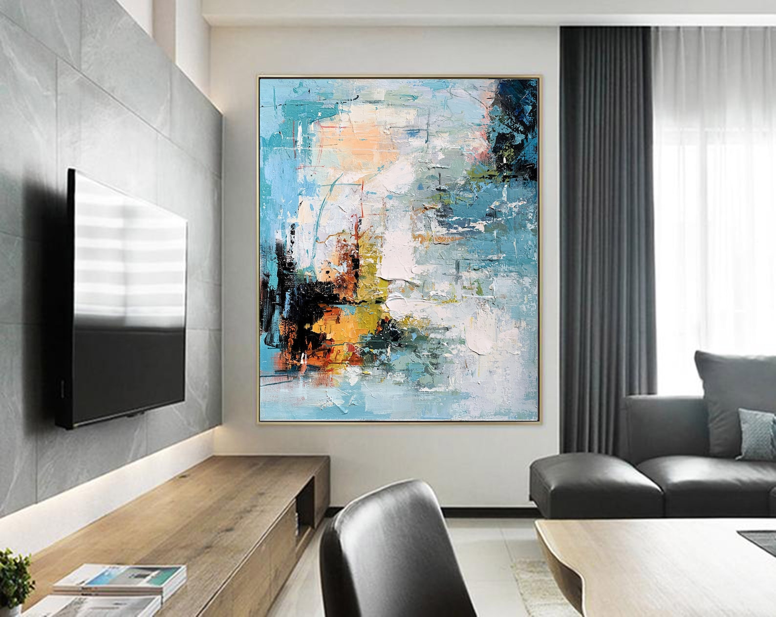 Large Abstract Painting on Canvas Modern Abstract Wall Art | Etsy