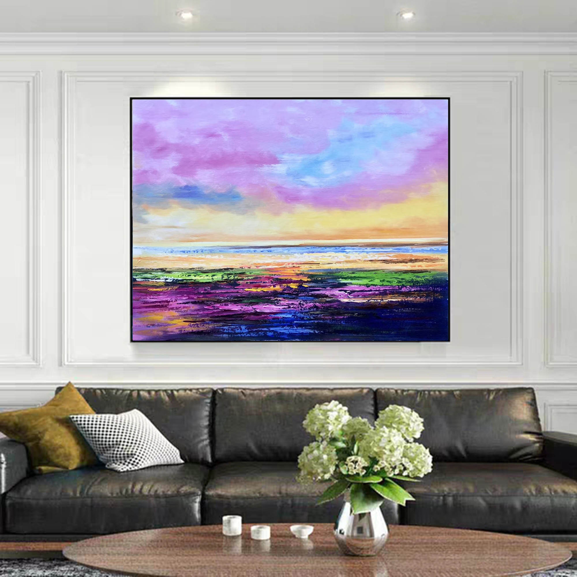 Sunset painting abstract painting on canvascontemporary wall | Etsy