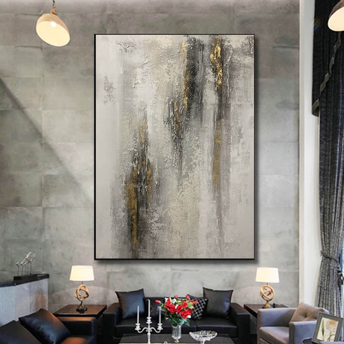 Large Canvas Wall Art Grey Painting Large Abstract Artwork - Etsy