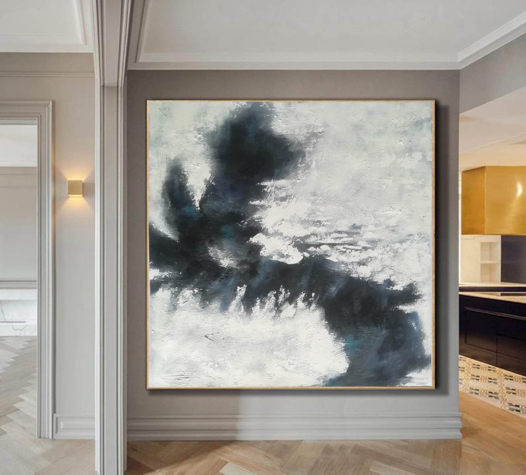 Square Oversized Abstract Canvas Art,living Room Wall Art,large ...