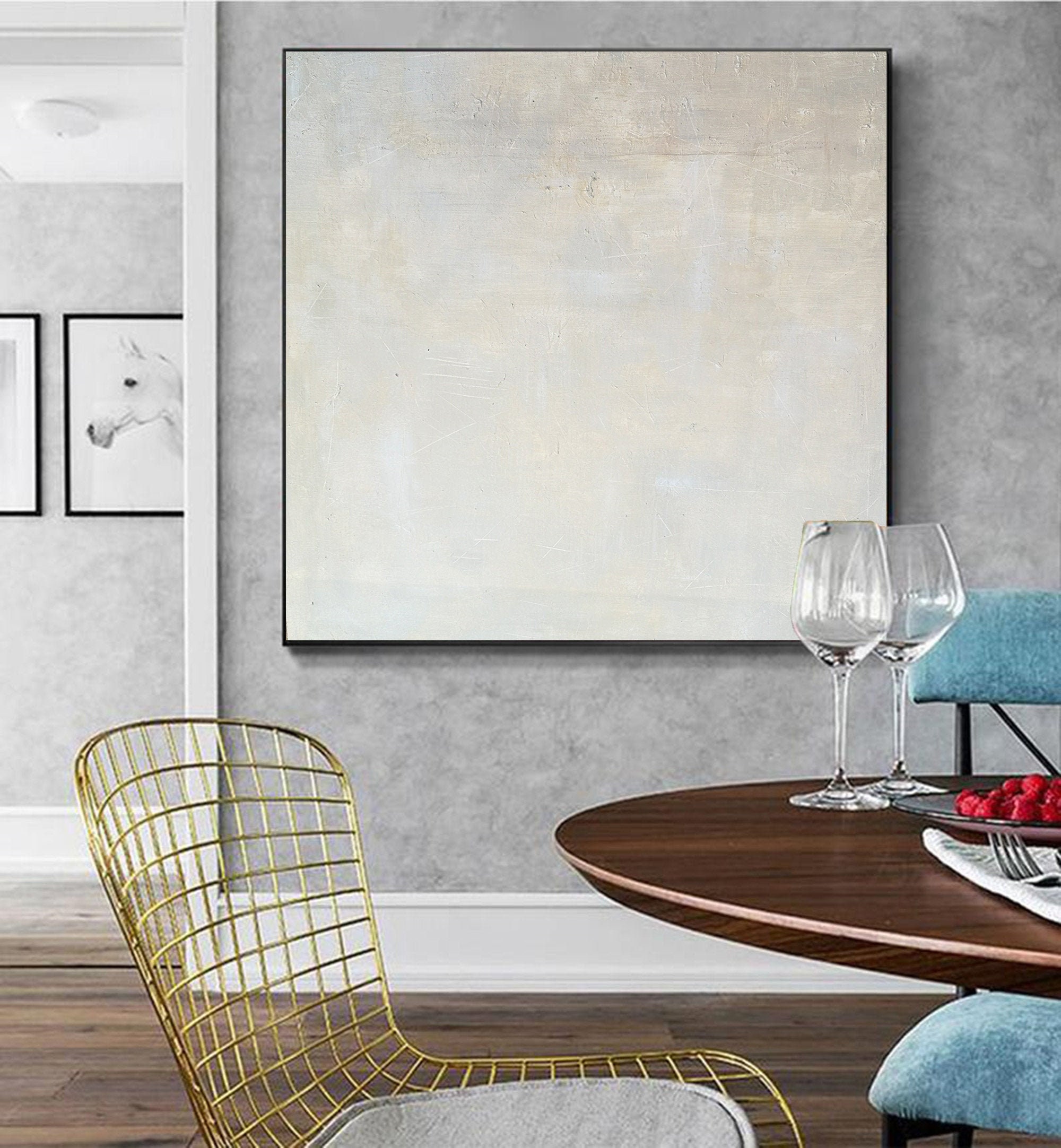 Grote canvas muur kunst minimalistische schilderij abstract | Etsy