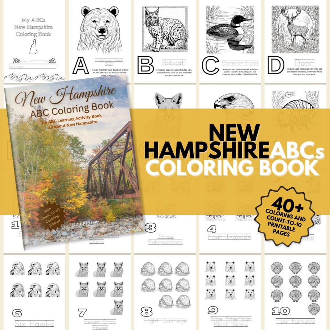 New Hampshire Abcs Coloring Book: A Printable ABC Learning and Coloring ...