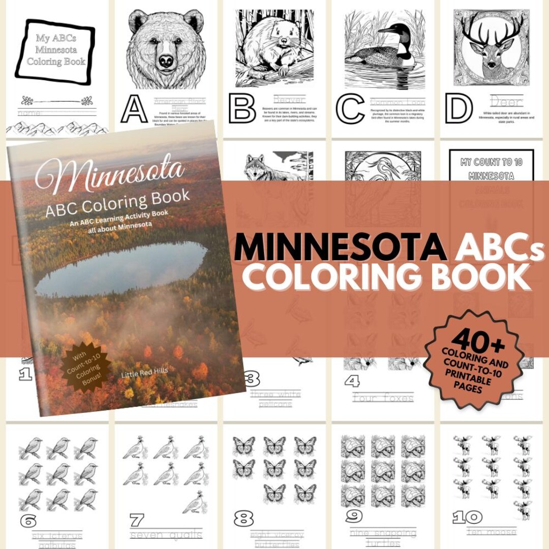 Minnesota Abcs Coloring Book: Kids Learning Activity (digital Download ...