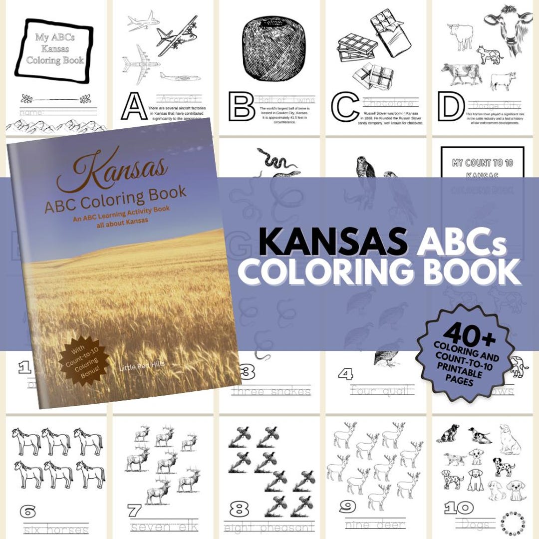 Kansas Abcs Coloring Book: A Printable ABC Learning Activity Book All ...