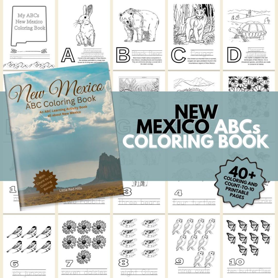 New Mexico Abcs Coloring Book: A Printable ABC Learning and Coloring ...