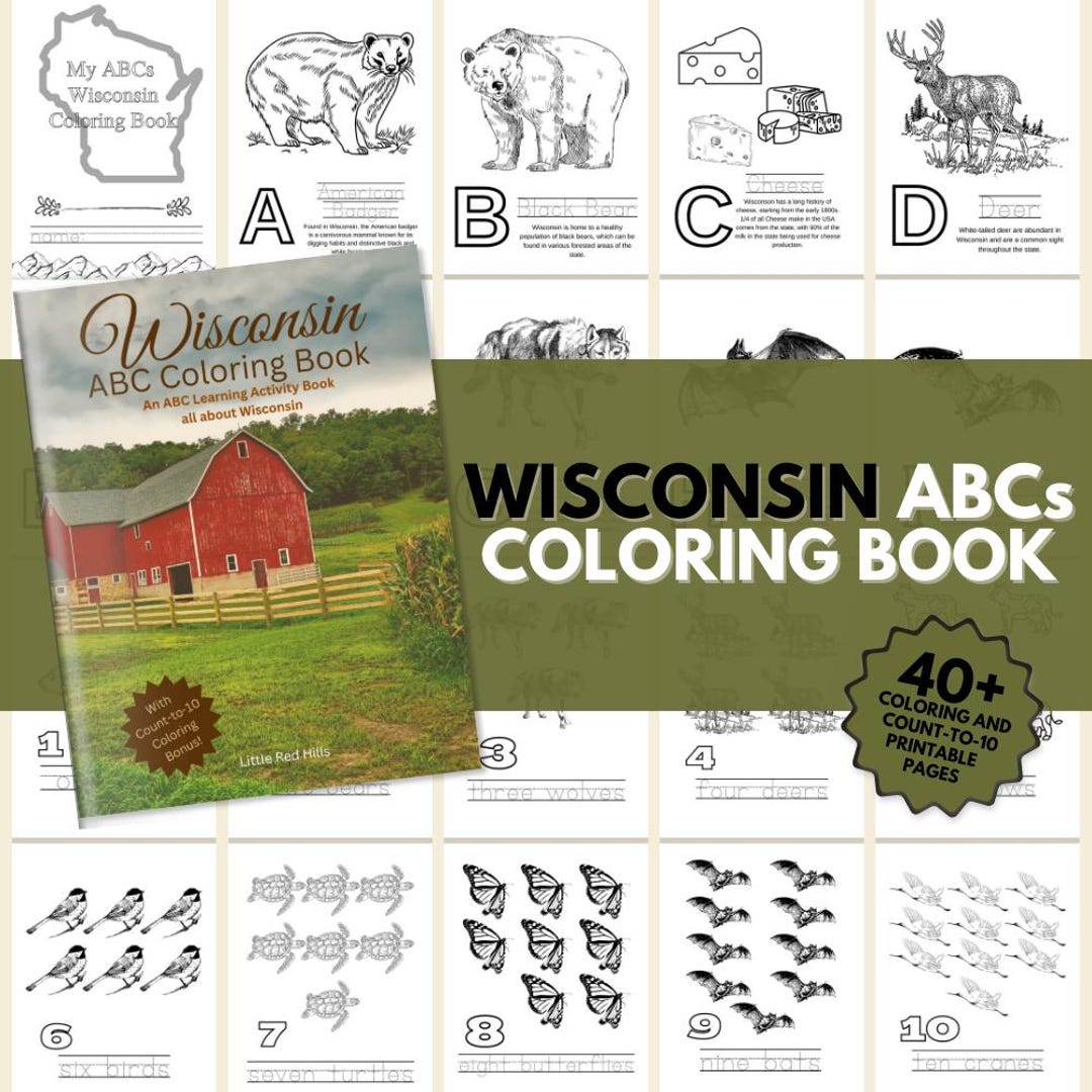 Wisconsin ABC Coloring Book: A Printable ABC Learning Activity Book All ...