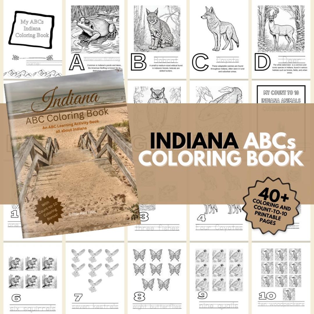 Indiana Abcs Coloring Book: A Digital ABC Learning and Coloring Kids ...