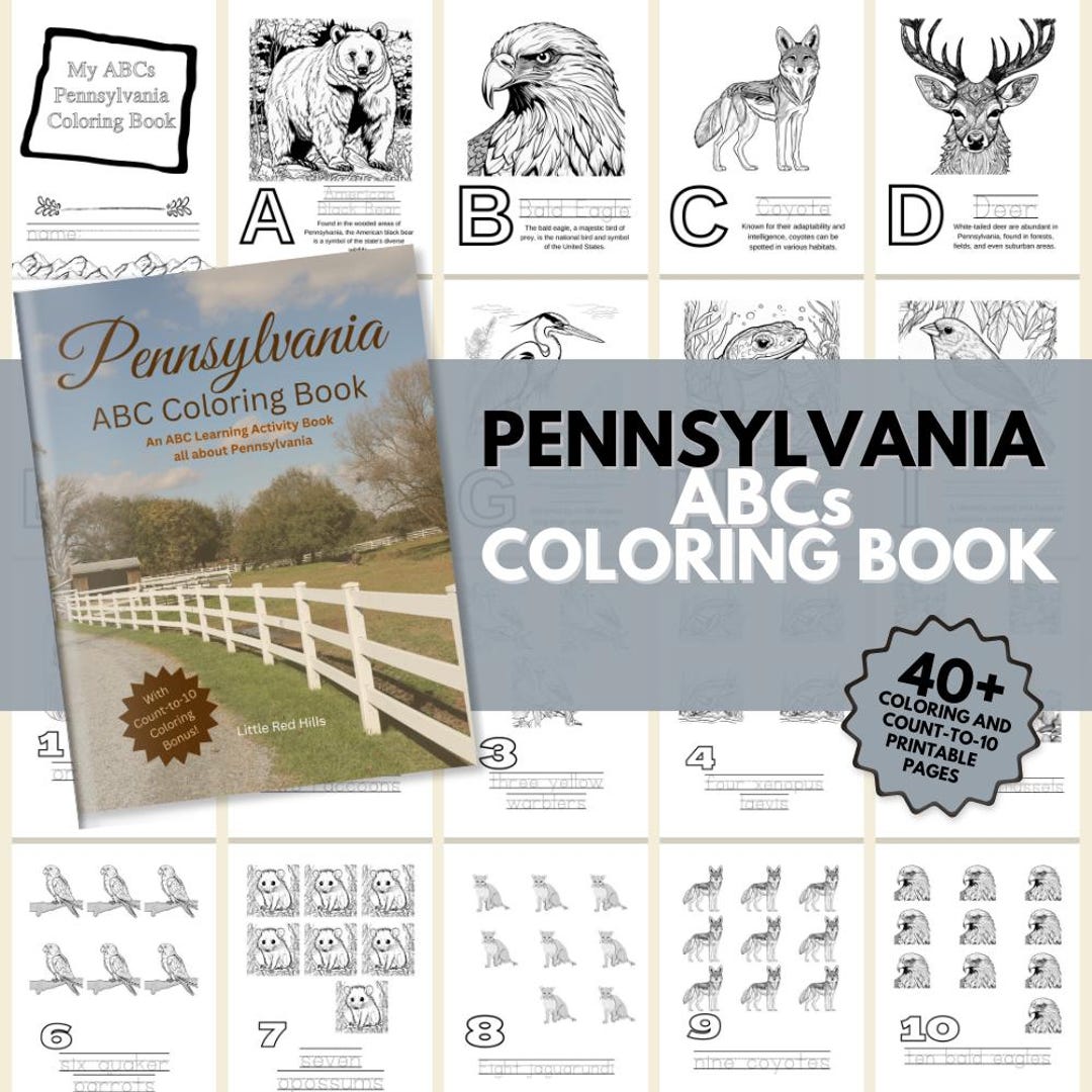Pennsylvania Abcs Coloring Book: A Printable ABC Learning and Coloring ...