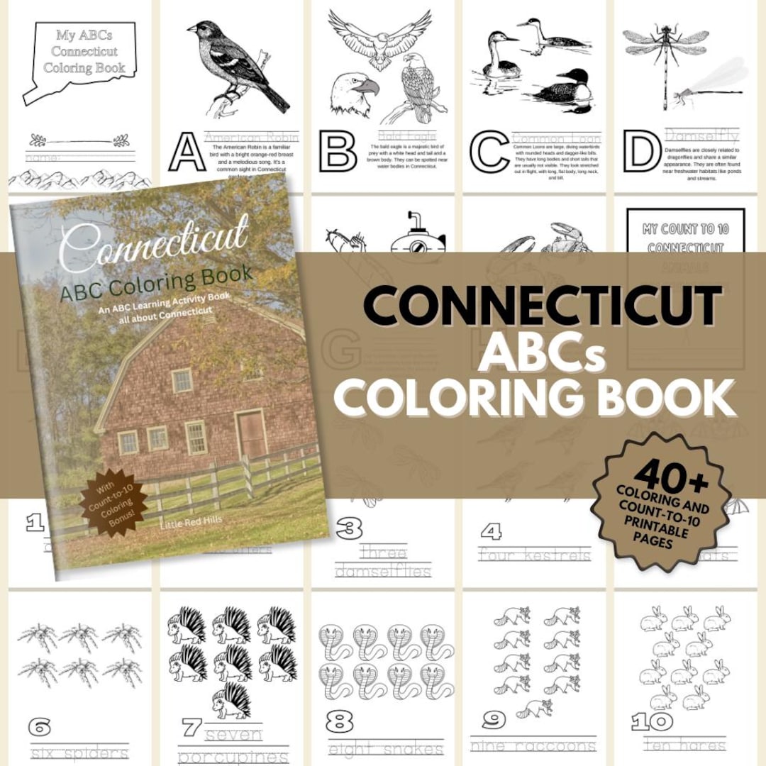 Connecticut ABC Coloring Book: A Digital ABC Learning and Coloring Kids ...