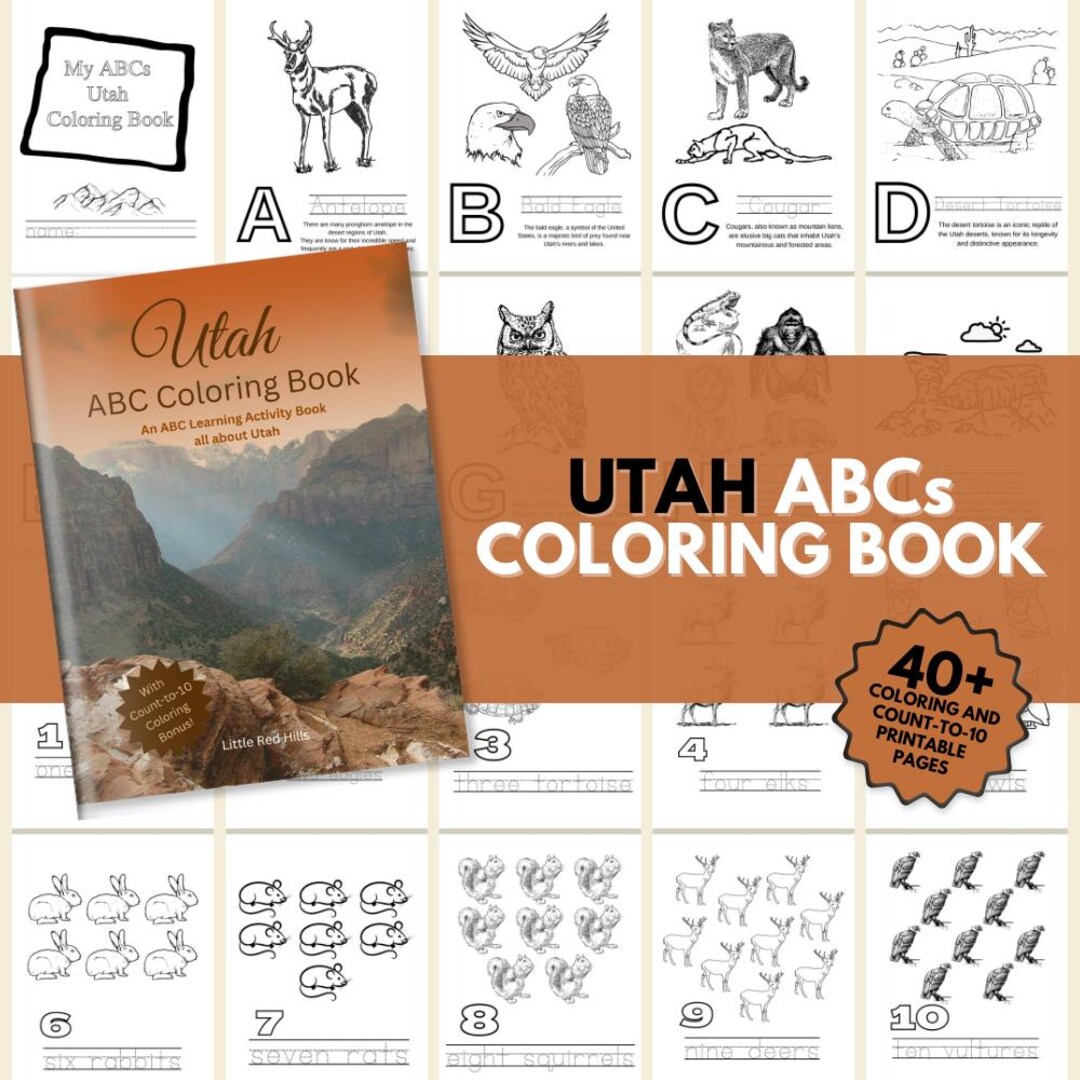 Utah Abcs Coloring Book: A Printable ABC Learning Activity Book All ...