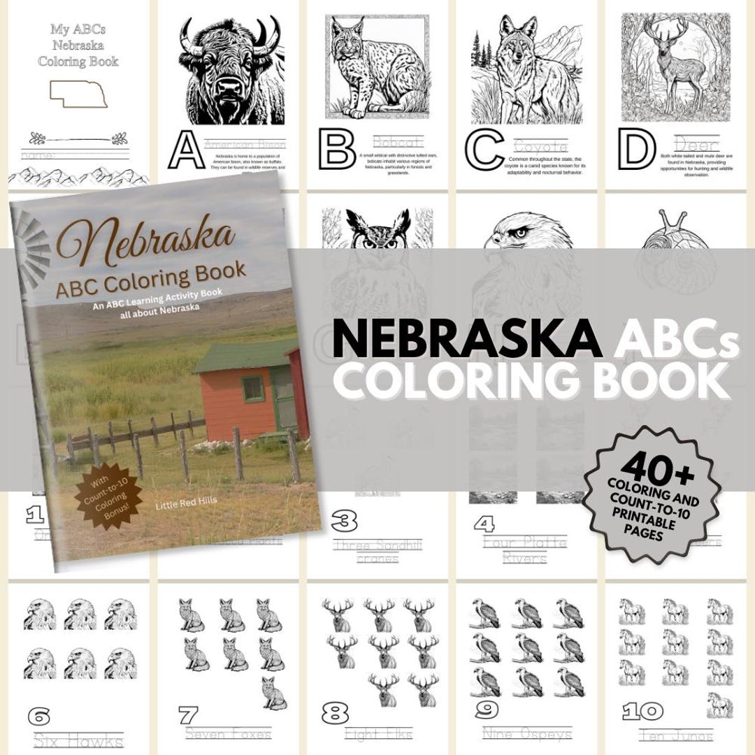 Nebraska Abcs Coloring Book: A Printable ABC Learning and Coloring Kids ...