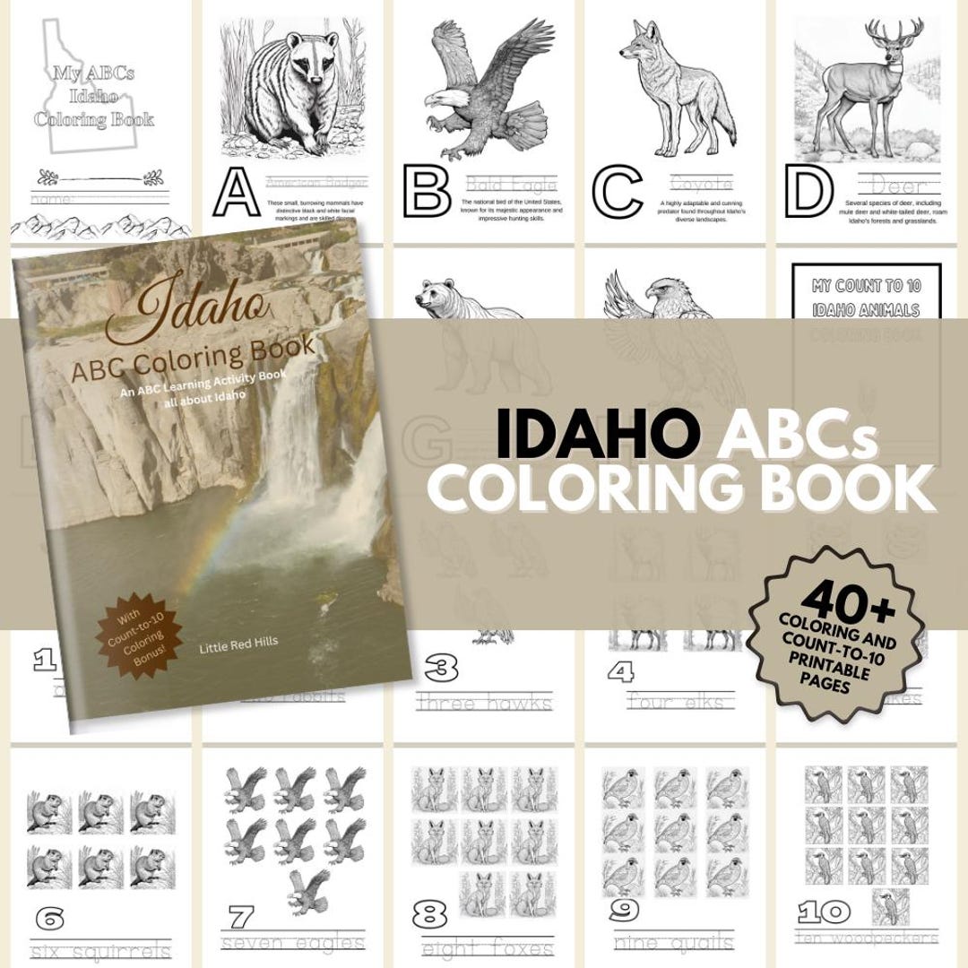 Idaho Abcs Coloring Book: A Printable ABC Learning Activity Book All ...