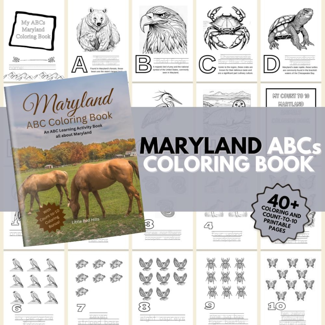 Maryland Abcs Coloring Book: A Printable ABC Learning and Coloring Kids ...