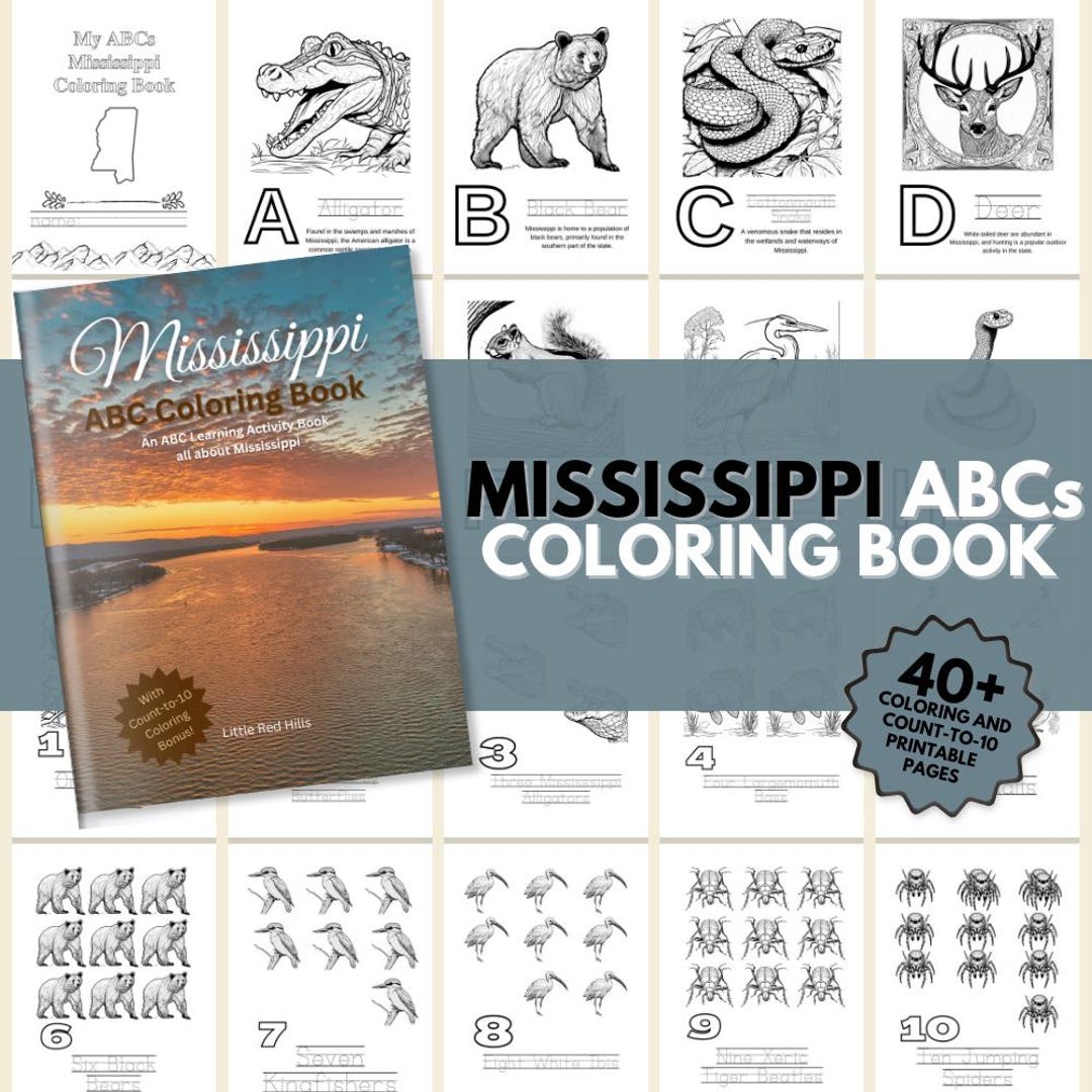 Mississippi Abcs Coloring Book: A Printable ABC Learning and Coloring ...