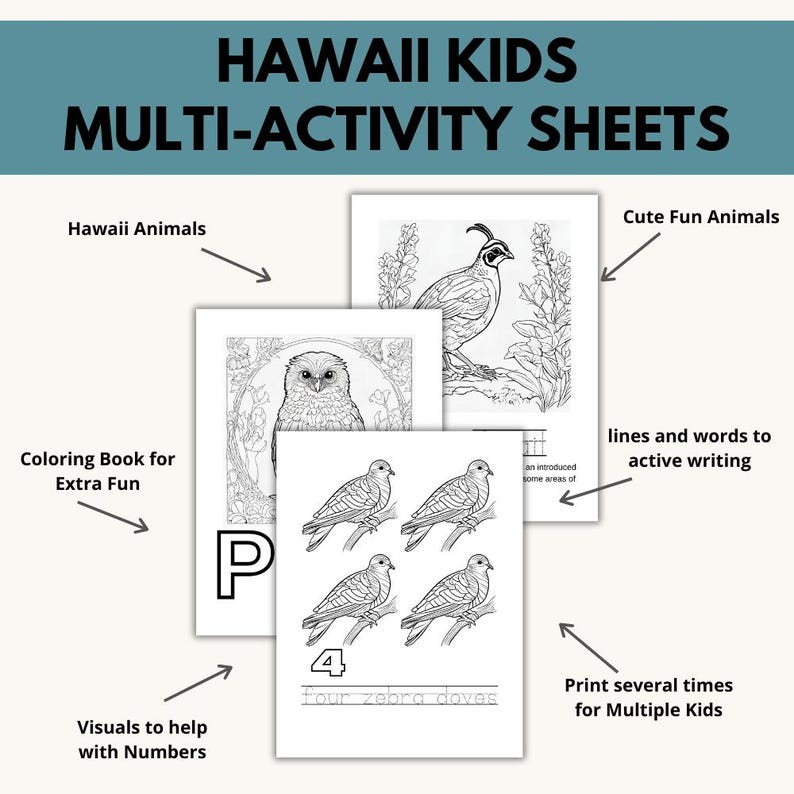 Hawaii Abcs Coloring Book: Printable Learning Activity (digital ...