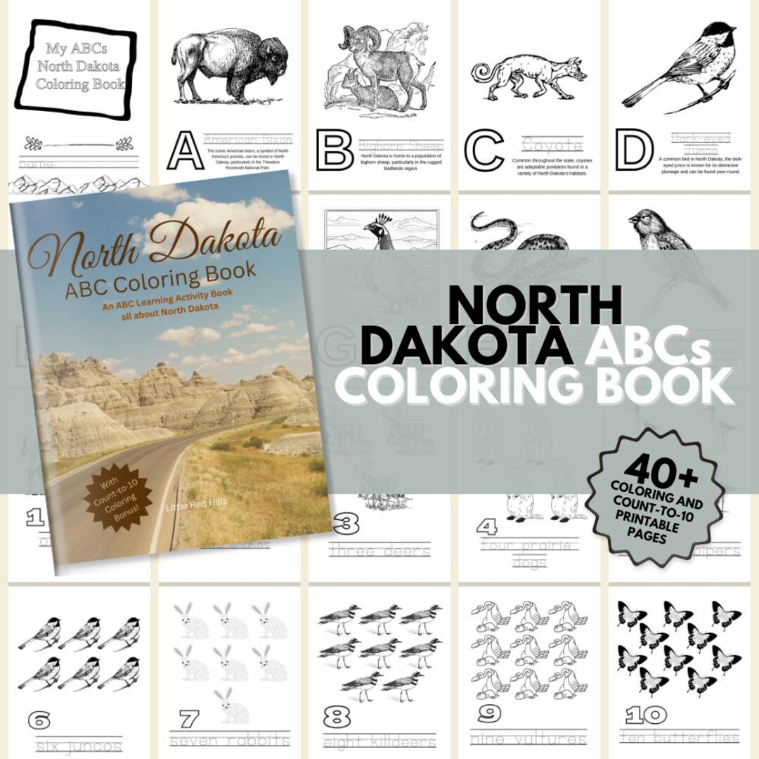 North Dakota Abcs Coloring Book: Kids Learning Activity (printable) - Etsy