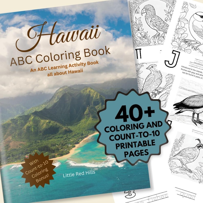 Hawaii Abcs Coloring Book: Printable Learning Activity (digital ...