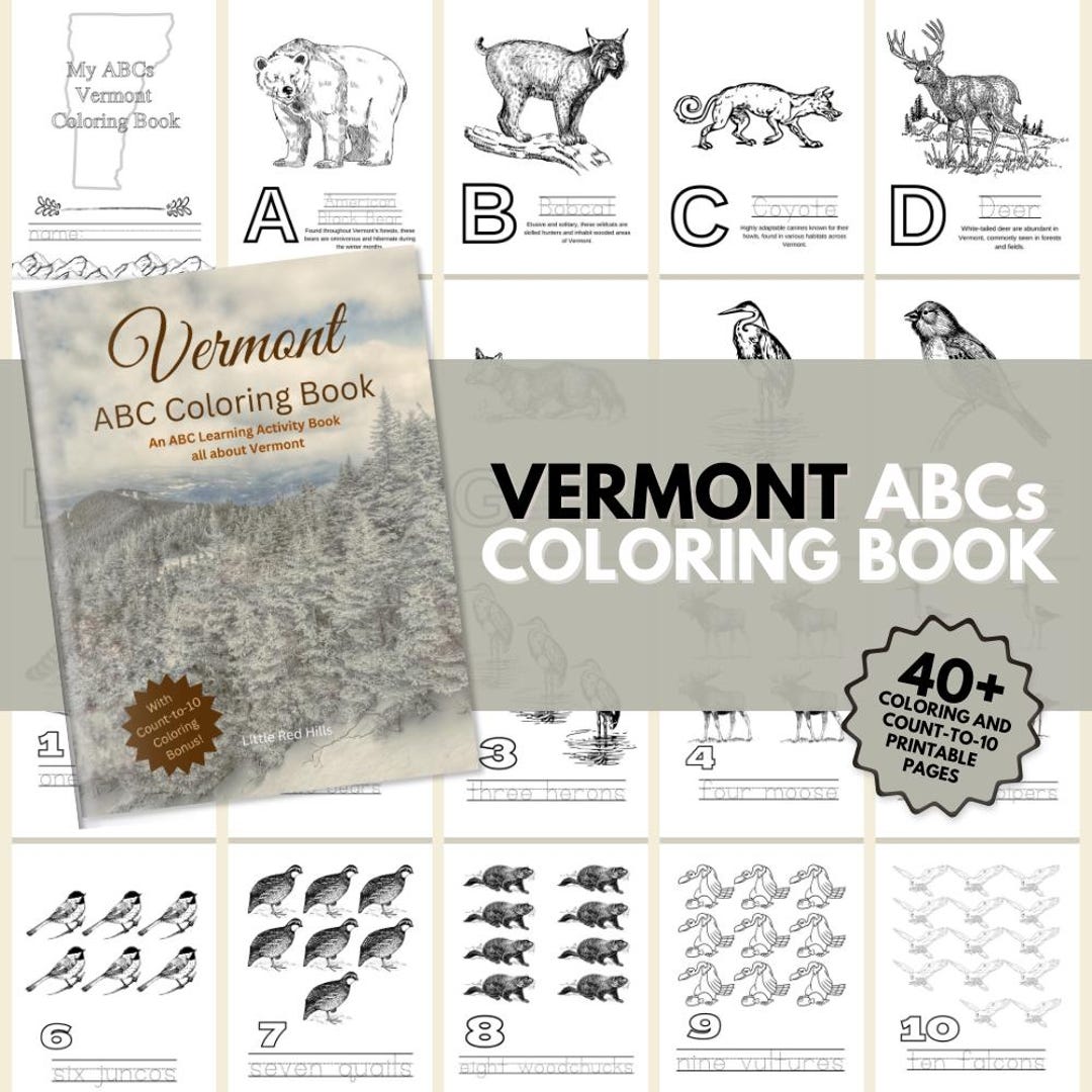 Vermont Abcs Coloring Book: A Printable ABC Learning and Coloring Kids ...