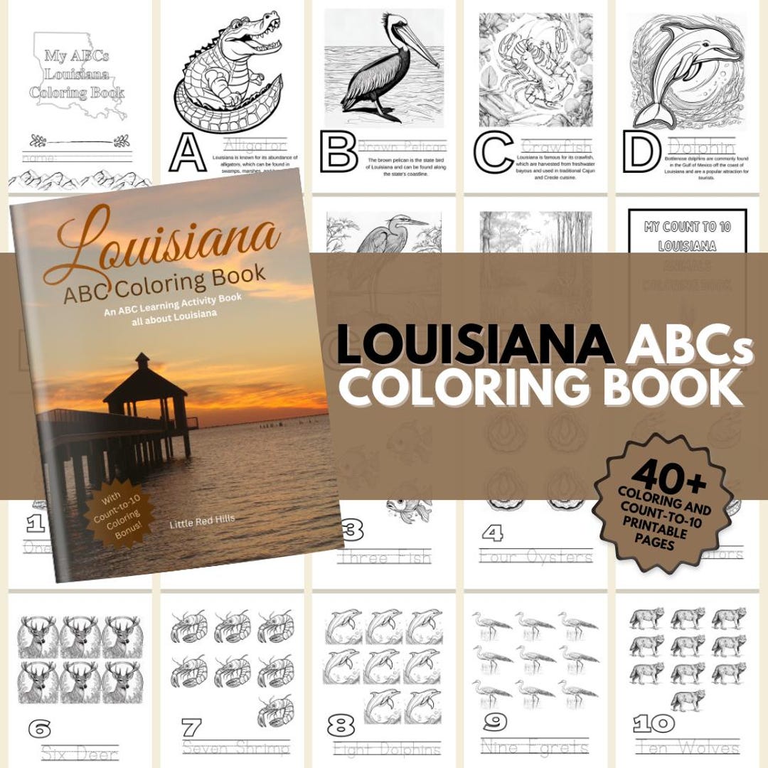 Louisiana Abcs Coloring Book: A Printable ABC Learning and Coloring ...
