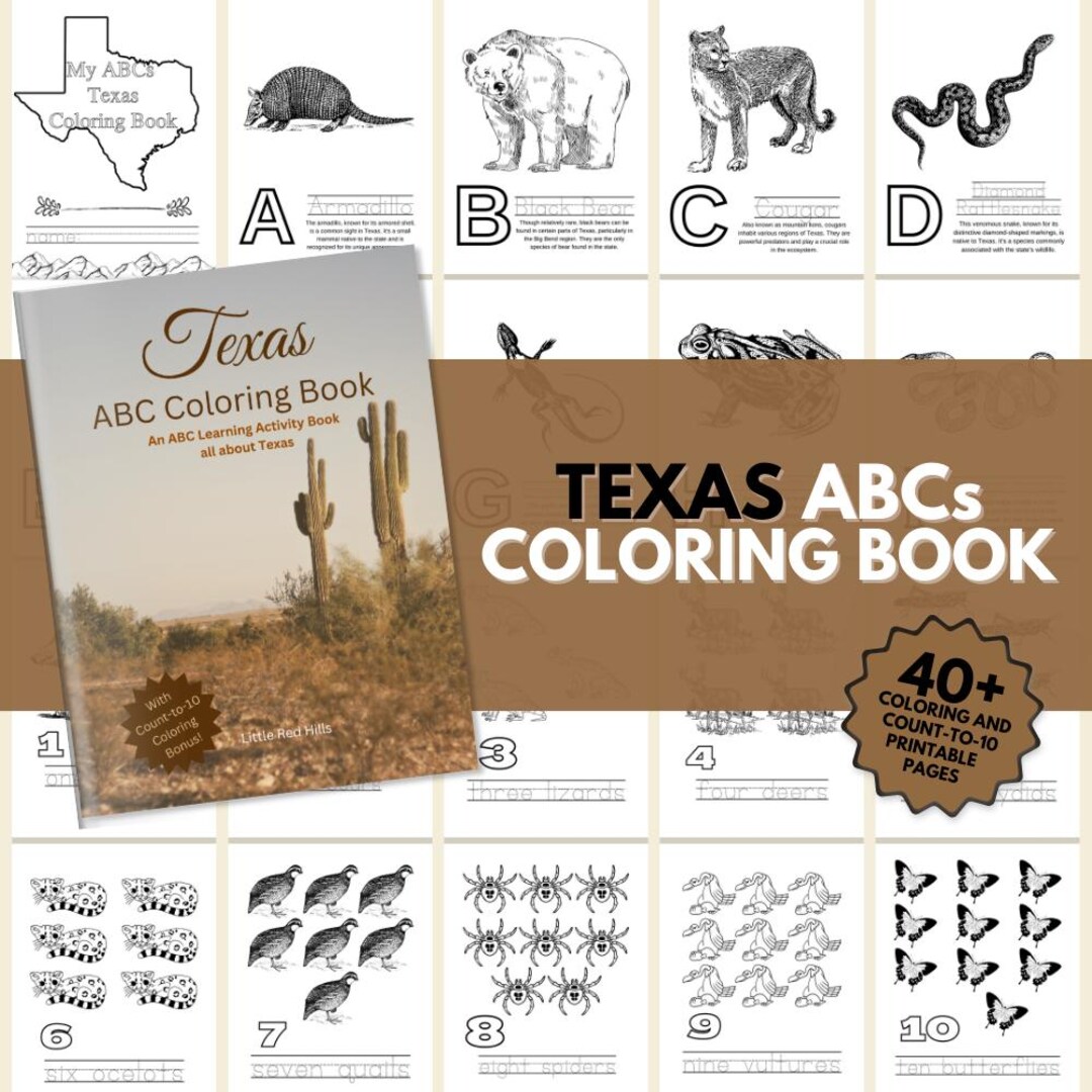 Texas Abcs Coloring Book: A Printable ABC Learning and Coloring Kids ...